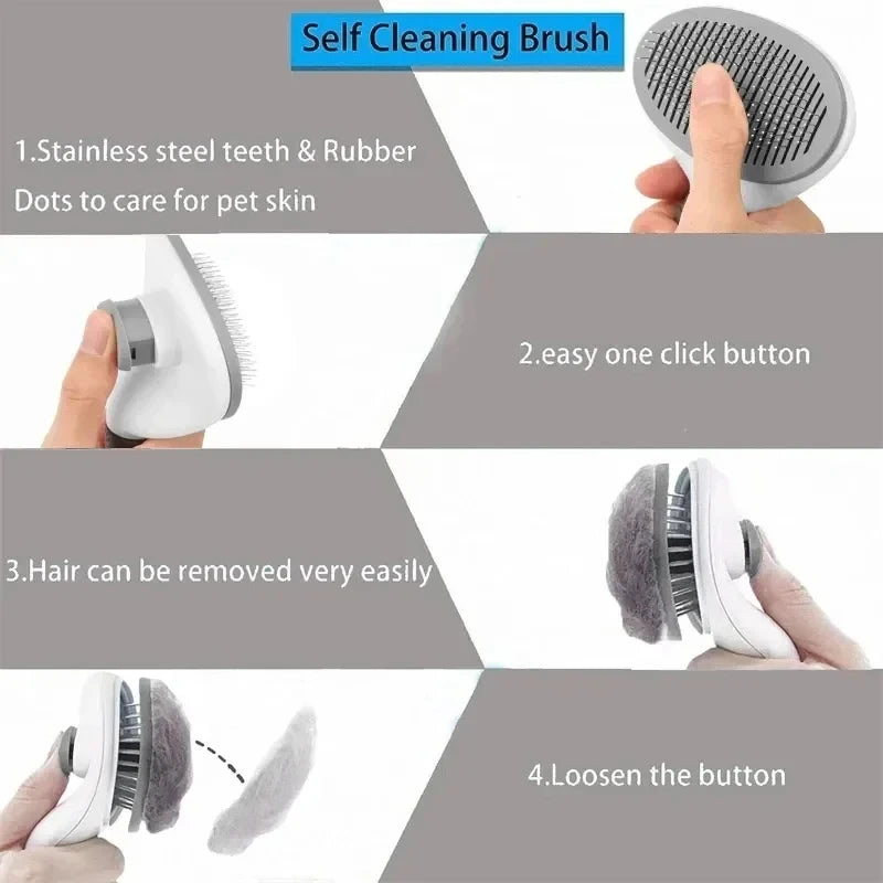 Pet Dog Brush Cat Comb Self Cleaning Pet Hair Remover Brush For Dogs C ...